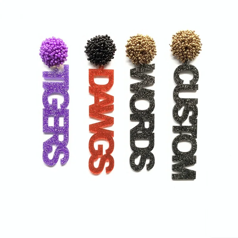 Customize-Name-Letters-Acrylic-Stud-Earrings-Personalized-Words-Pendant ...