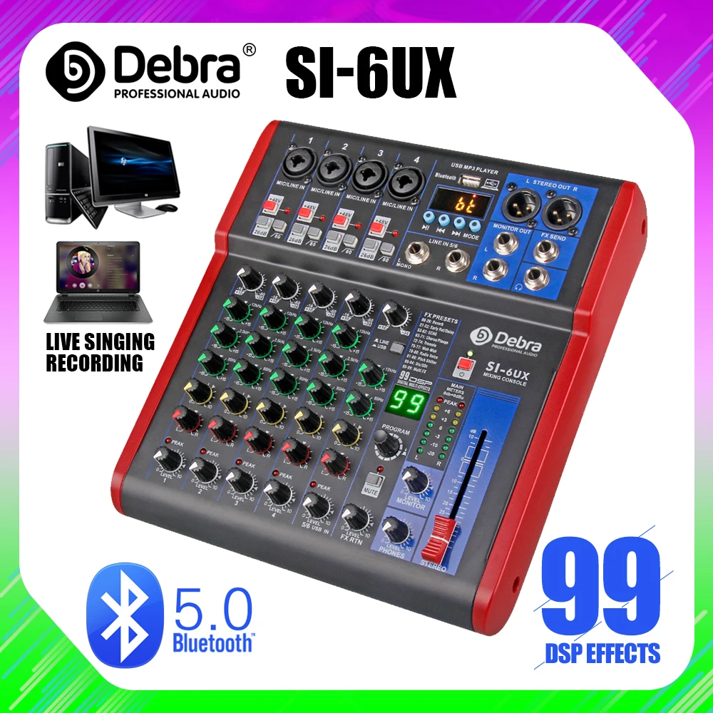 Debra Pro 6 Channel DJ Controlle With 99DSP Reverb Effect Bluetooth 5.0 ...
