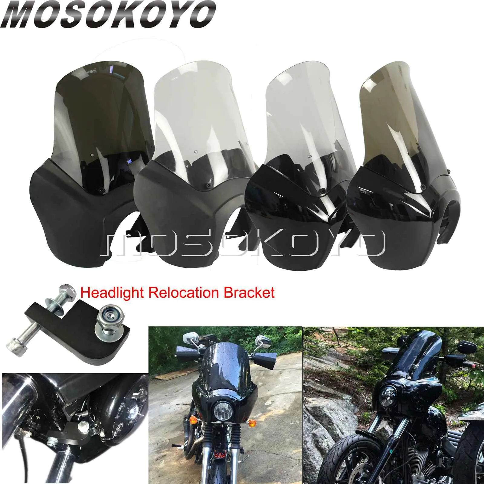 Smoke Motorcycle Custom Headlight Fairing W/headlight Relocation Kit ...