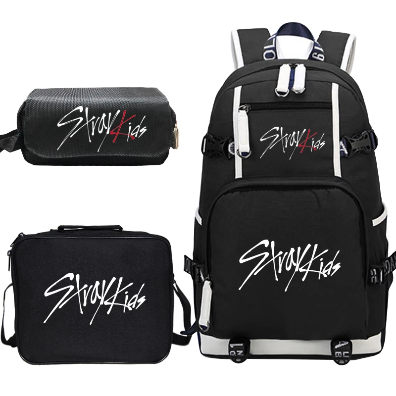 Stray Kids Prints Casual Backpack, Lunch Bag, Pencil Case For Unisex ...