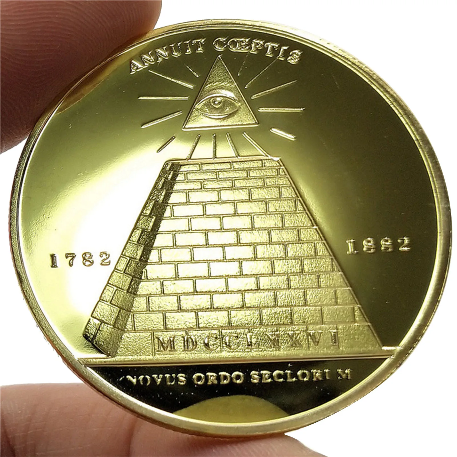 Freemasonry Commemorative Coin Masonic Eye Pyramid Pattern Round Gold ...