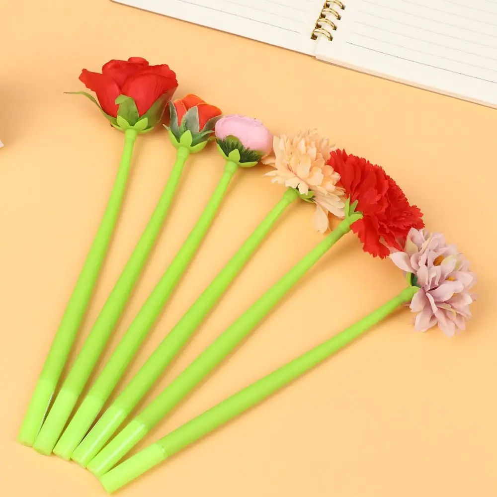 Creative Rose Flower Silicone Gel Pen 0.5mm Black Ink Neutral Pencil ...