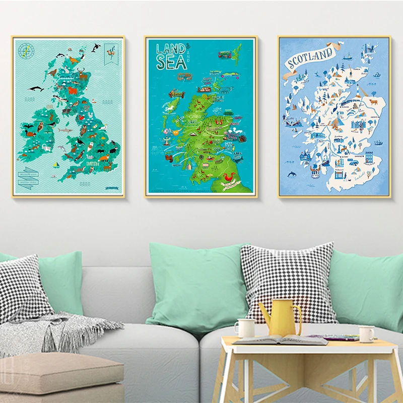 Scotland Map Wall Print Old Map Scotland Wall Decor Historical Map of ...