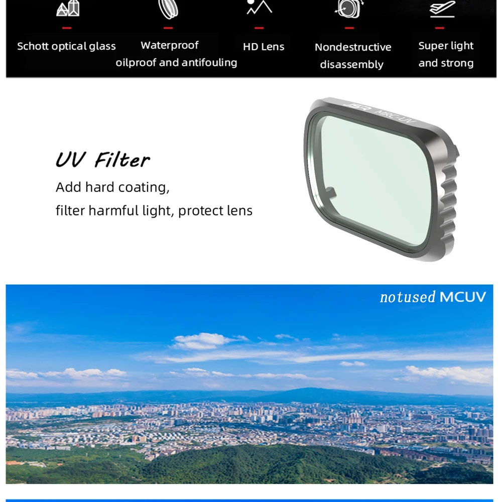 Filtre d'objectif pour Drone DJI Mavic Air 2S,ND4-8-16 ND32 ND64 ND1000-CPL-UV-GND,dégradé Star ...