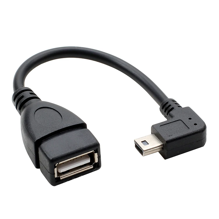 90 Degree Left angle USB Type A Female to Mini B 5 Pin Male Converter ...