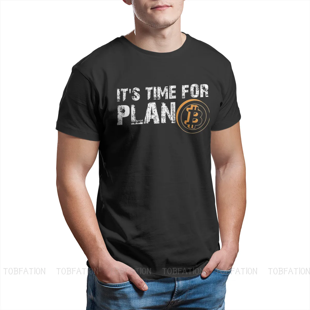Bitcoin Sign Art Satoshi Nakamoto It's Time For Plan B Tshirt O Neck ...