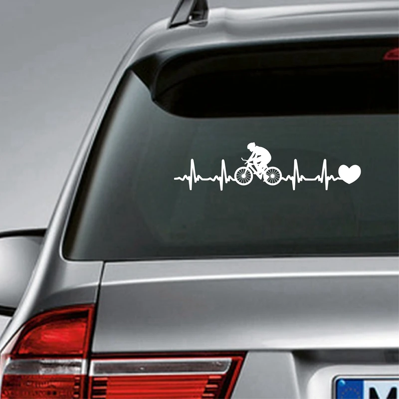 Cycling Heartbeat Vinyl Sticker Car Window Decor , Bicycling Ekg ...