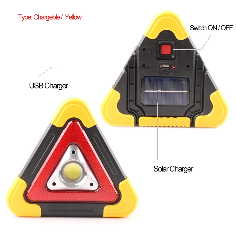 Portable-Triangle-Warning-Led-Flashlight-4-Modes-COB-LED-Multi-function ...