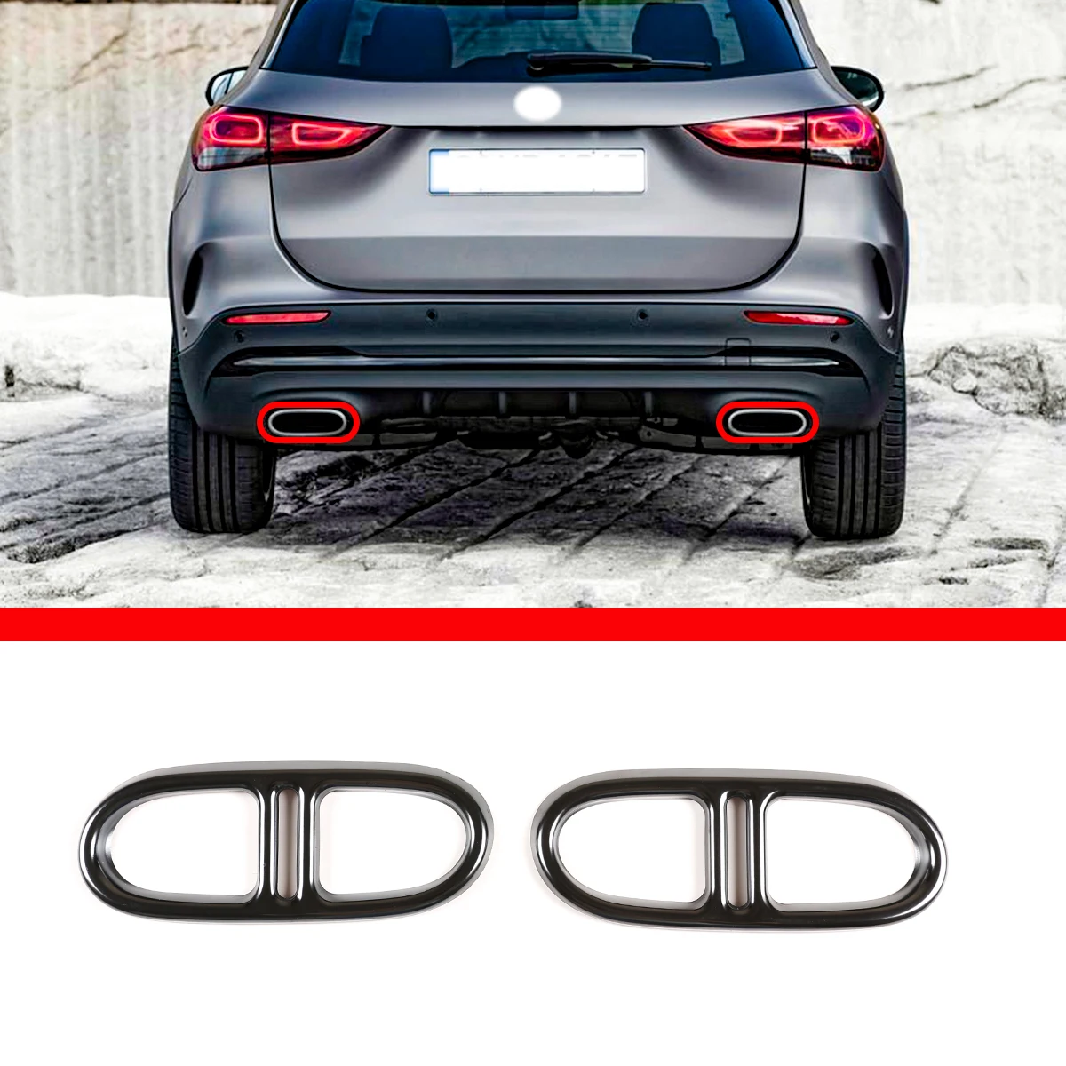 For Mercedes Benz GLA H247 4WD 20 21 Stainless Steel Rear Bumper Dual ...