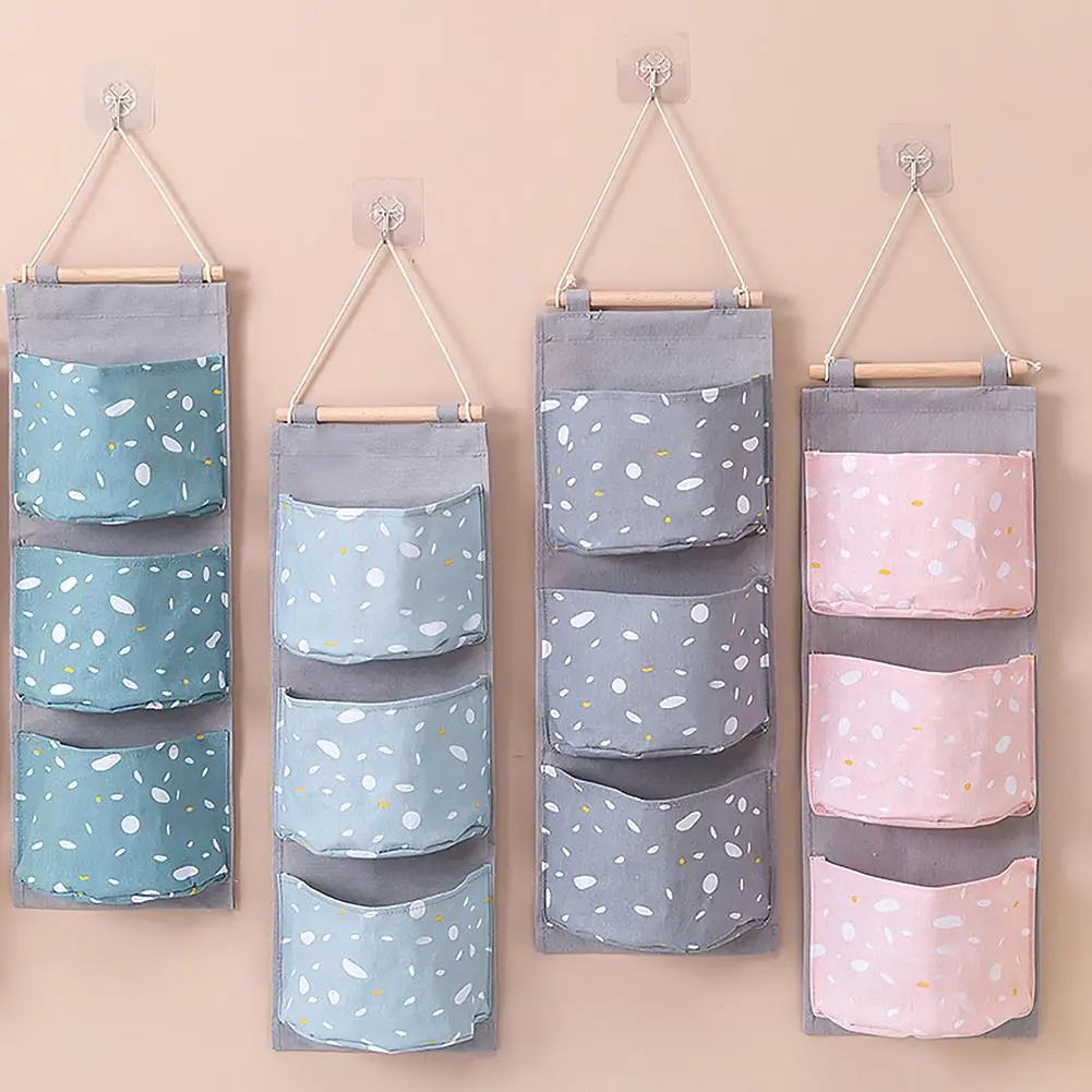 3-pocket Oxford Cloth Wardrobe Storage Hanging Bag Wall Door Hanging ...