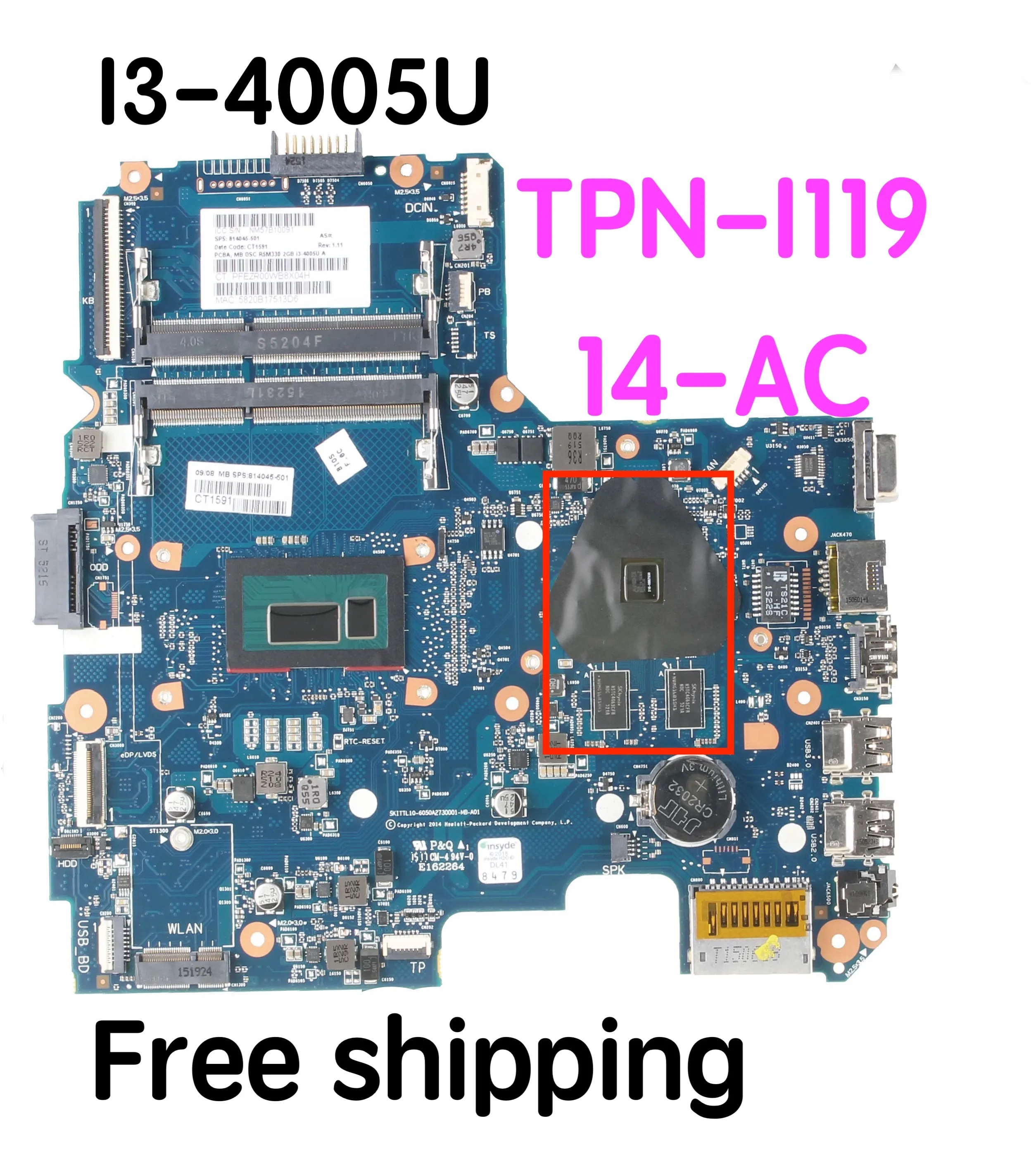 Placa base para portátil HP TPN-I119 14-AC 814045-501 814045-001 814045 ...