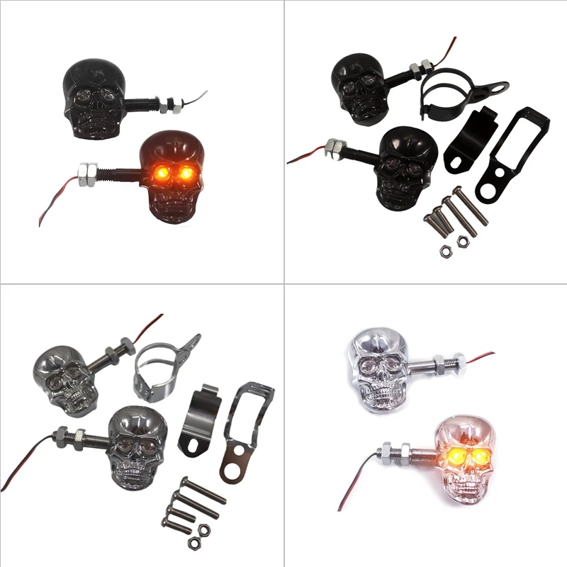 Universal-LED-Motorcycle-Turn-Signal-Light-Skull-Decal-Skeleton-Head ...
