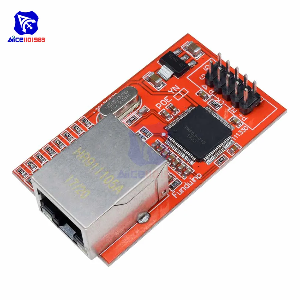 Mini módulo de rede ethernet w5100, placa de rede módulo r3 w5100 3.3v 5v compatível com arduino ...