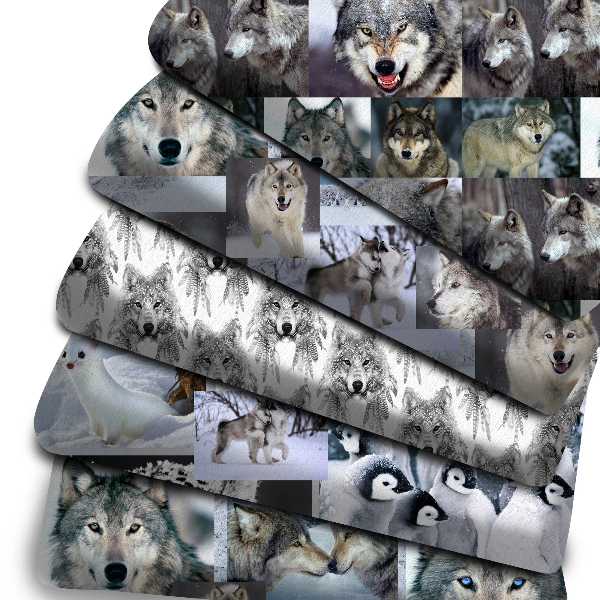 Wolf Quilt Pattern Cotton Panels