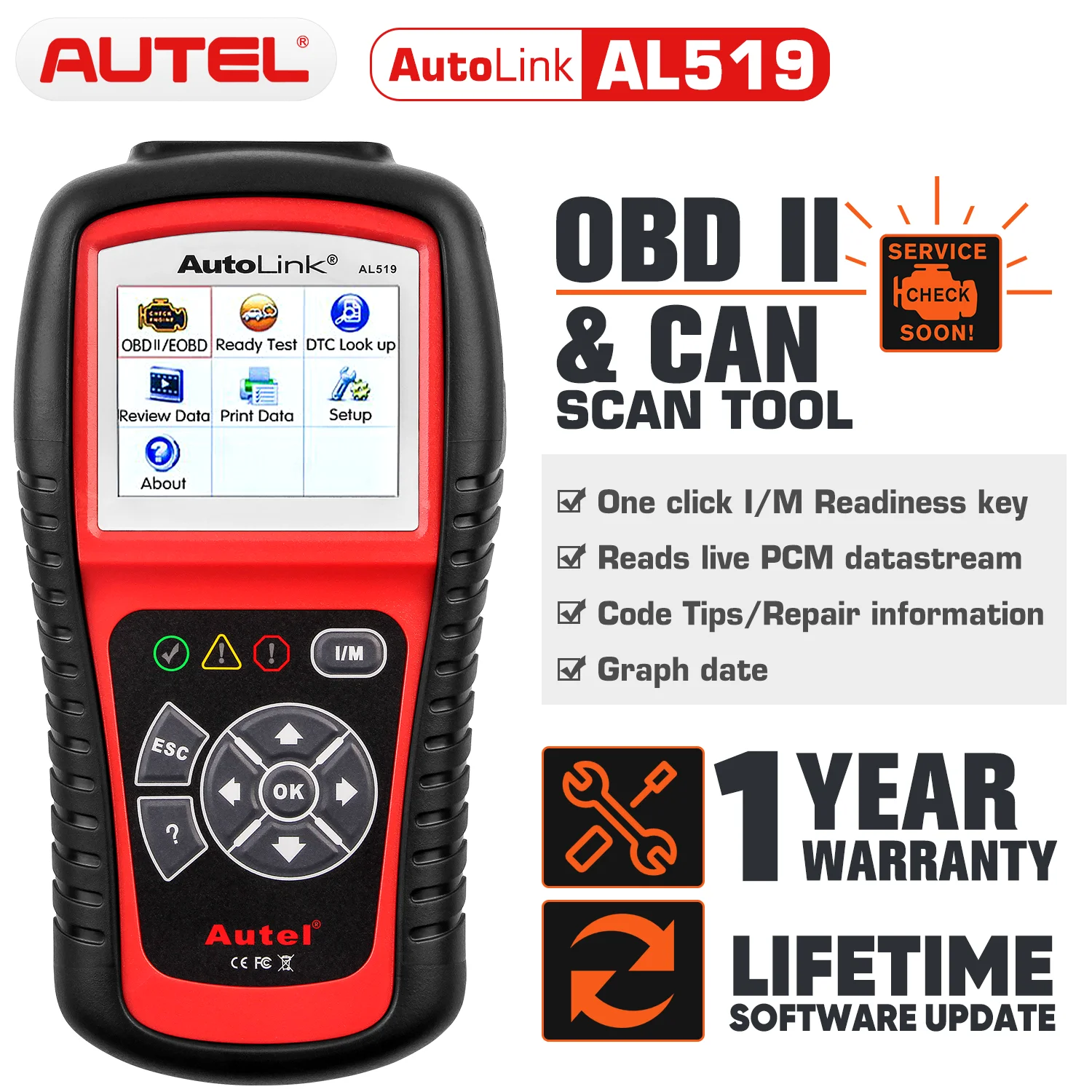 Autel AL519 OBD2 자동 스캐너 진단 도구, OBD 2 자동차 진단 스캐너, Eobd, 자동차 스캔 도구|autel ...