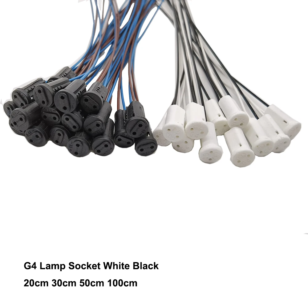 10-50pcs G4 Lamp Socket, 20cm 30cm 50cm 100cm White Black 12V 220V G4 ...