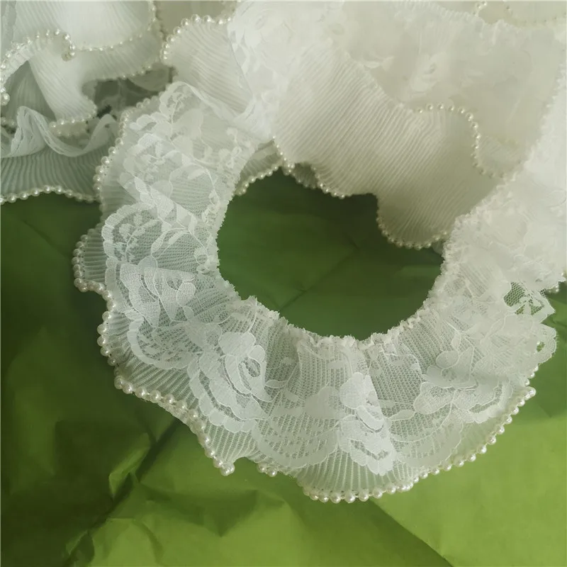 6cm Wide New How Double Layer Lace Collar Bead Cuff Skirt Dress ...