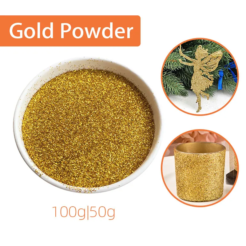 100g/50g Gold Glitter Pigment Powder Coating Acrylic Paint Gold Paint ...
