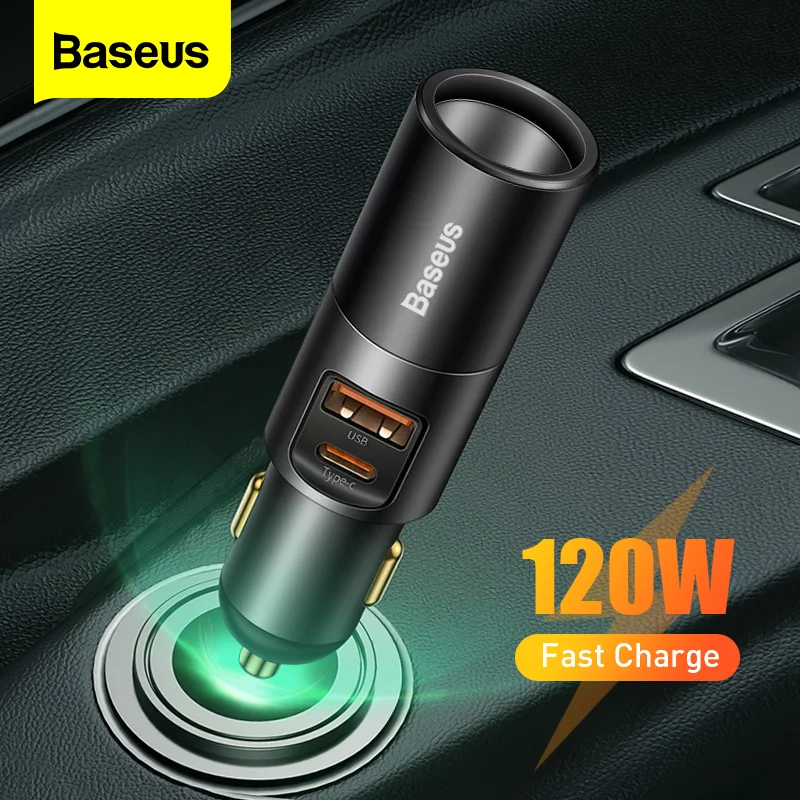Baseus 120w Usb C Car Charger Quick Charge 4.0 Qc 3.0 Car Cigarette ...