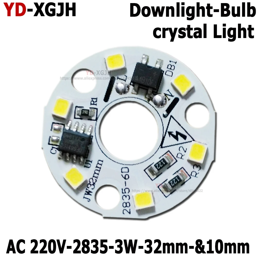 AC 220vV led pcb SMD2835 3W 32mm &10mm integrated ic driver,Led smart ...