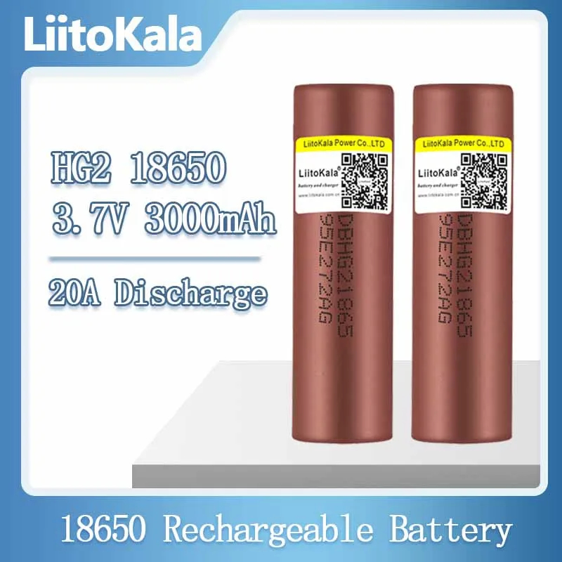 Hot LiitoKala ใหม่เดิม3.7V 18650 HG2 3000MAh แบตเตอรี่ชาร์จต่อเนื่อง30A ...