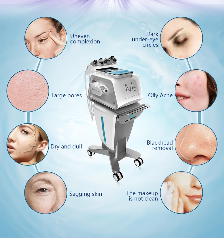Portable 6 In 1 Ultrasonic hydrafacial Face Lifting Microdermoabrasion ...