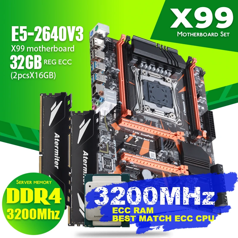 Atermiter x99 d4 ddr4 conjunto de placa mãe com xeon e5 2640 v3 LGA2011 ...