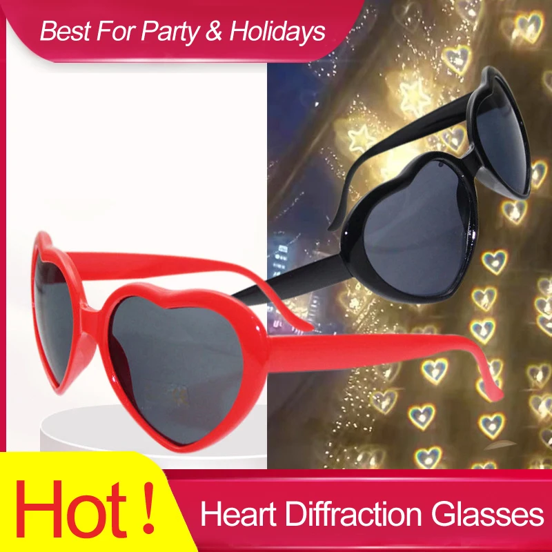 Generic Plastic Heart Shape Diffraction Grating Party Rave Glasses ...