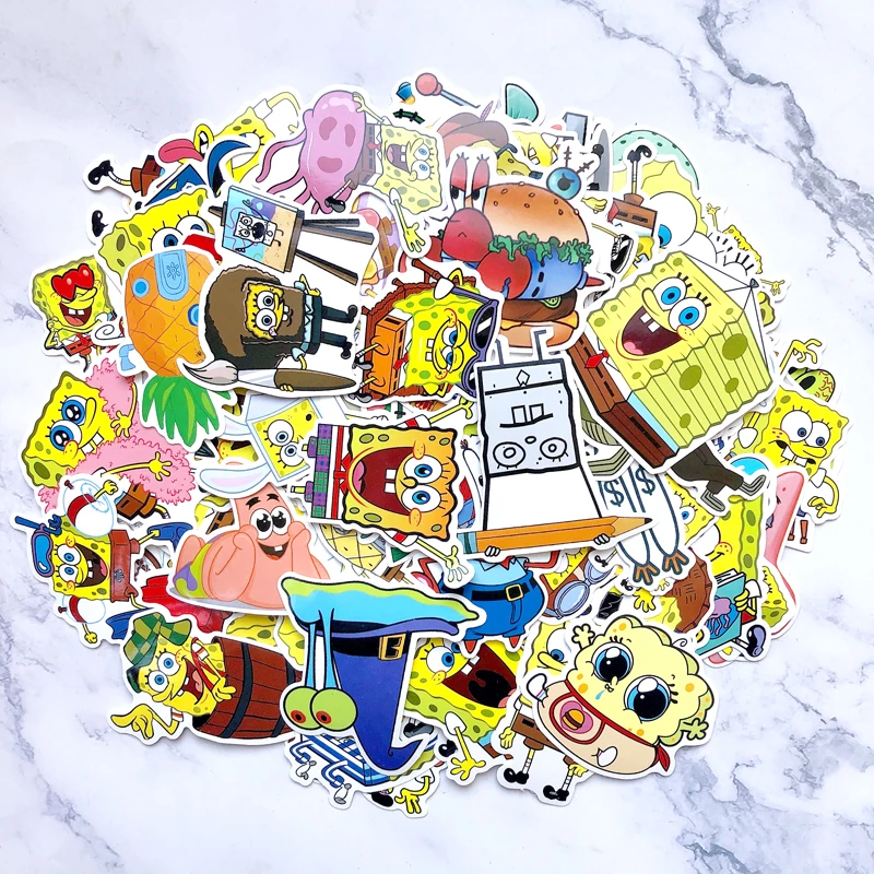 100Pcs/Pack SpongeBob Stickers Cartoon Graffiti Pegatinas For ...
