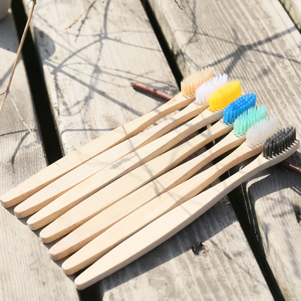 50pc Natural Toothbrush Bamboo Tooth Brush Eco-friendly Soft Bristles ...