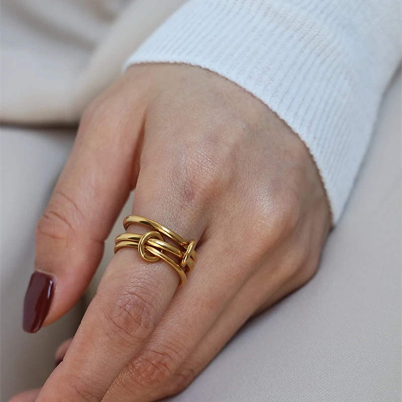 Normcore Multiple Layers Strand Loop Gold Silver Indext Finger Rings ...