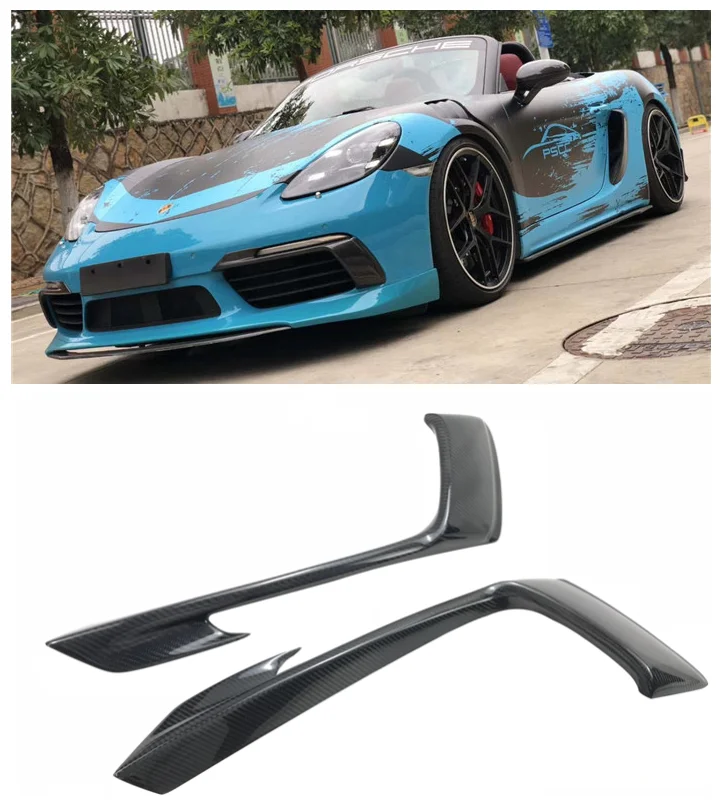 For-Porsche-718-Boxte-Real-Carbon-Fiber-For-Car-Front-Bumper-Splitters ...