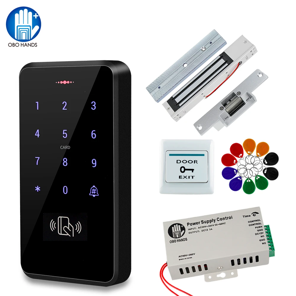 Ip68 Waterproof Door Access Control System Kit Rfid Keypad + Power Supply + 180kg Electric ...