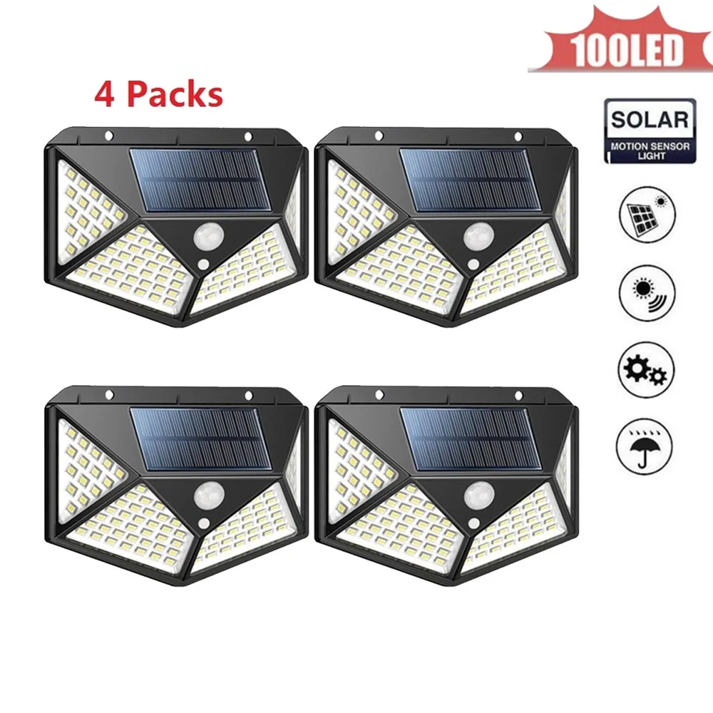 1 4pcs 100LED Solar Light Waterproof Lighting for Outdoor Garden ...