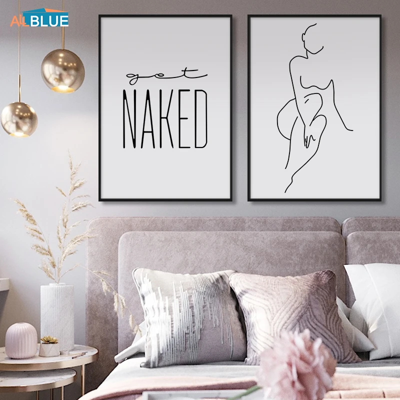 북유럽 캔버스 포스터 알몸 인용 월 아트 프린트 그림 여성 바디 라인 스칸디나비아 현대 추상 장식 그림그림 And 서예