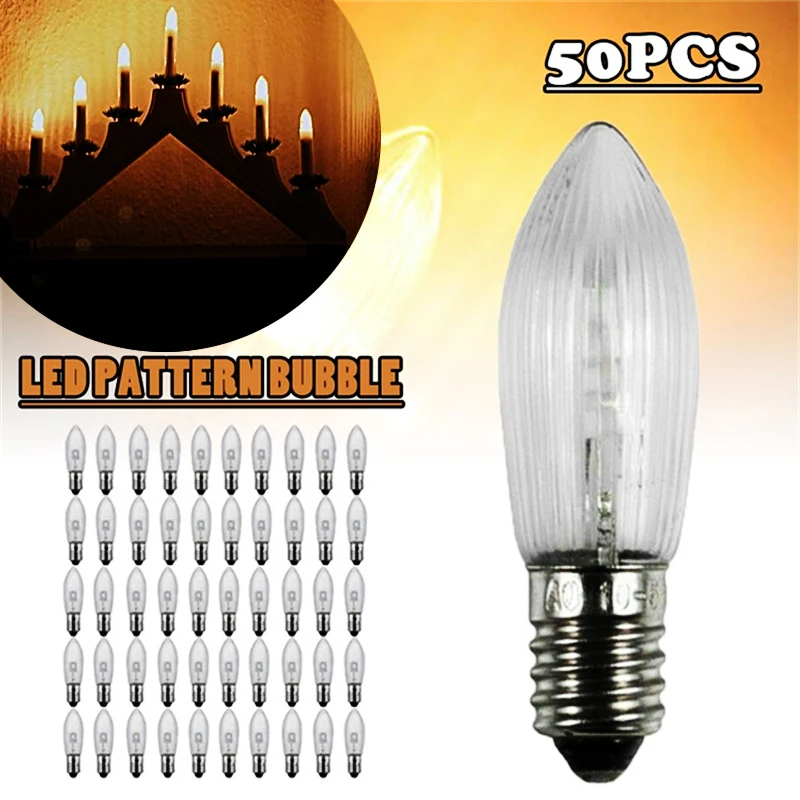 50/40/30/20/10Pcs E10 LED Replacement Lamp Bulb Candle Light Bulbs for ...