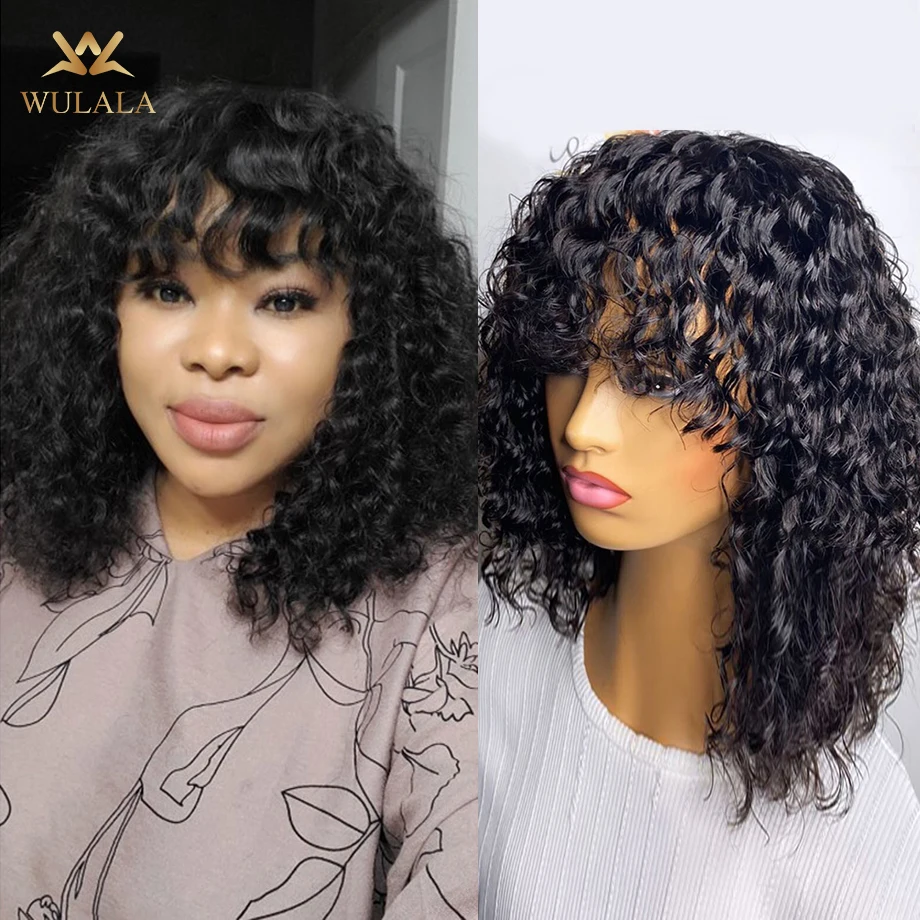 Peluca corta con rulos y ondas profundas para mujeres negras, hecha a ...
