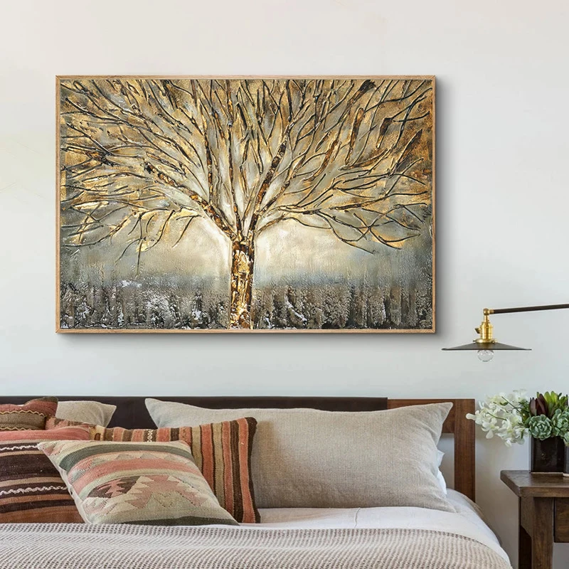 Pinturas-en-lienzo-de-rbol-dorado-de-Arte-Abstracto-n-rdico-modernas-y ...