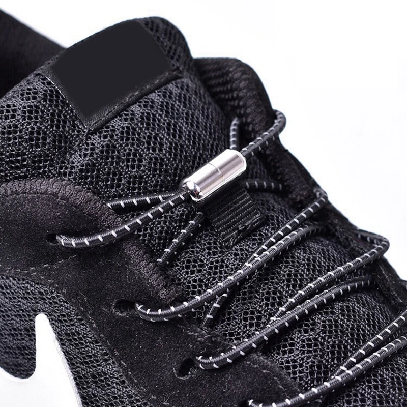 1Pair Elastic Shoelaces Round No Tie Shoe laces Sneakers Shoelace Kids ...
