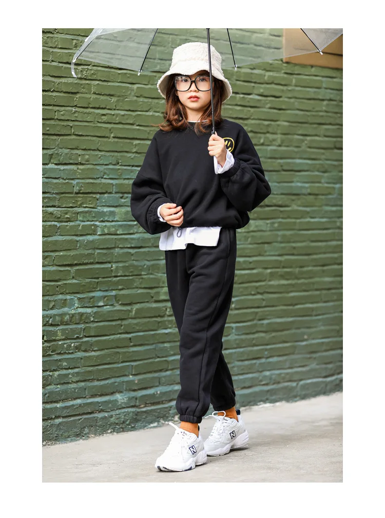 Girls Tracksuit 2021 Winter Fleece Thicken Kids Costume Children ...