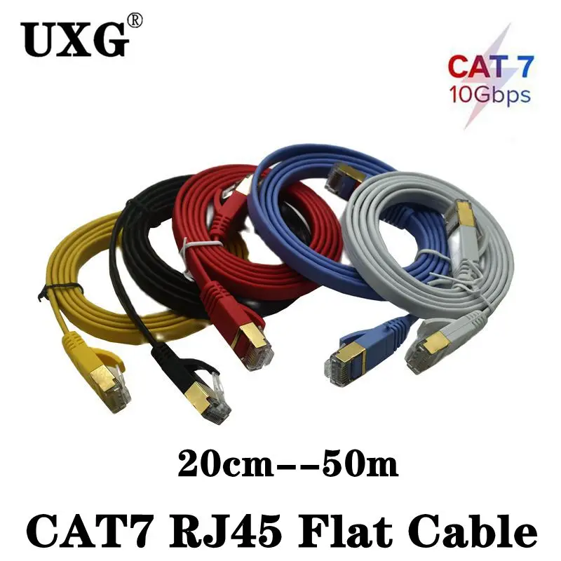 10Gbps-Cat7-20cm-50cm-1m-2m-3m-5m-CAT7-Flat-STP-Ethernet-Network-Cable ...