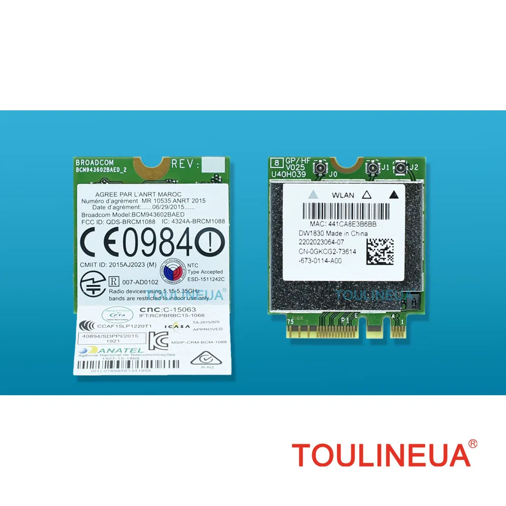 Tarjeta de red inalámbrica BCM943602BAED DW1830 ac NGFF 1300Mbps BT4.1 ...