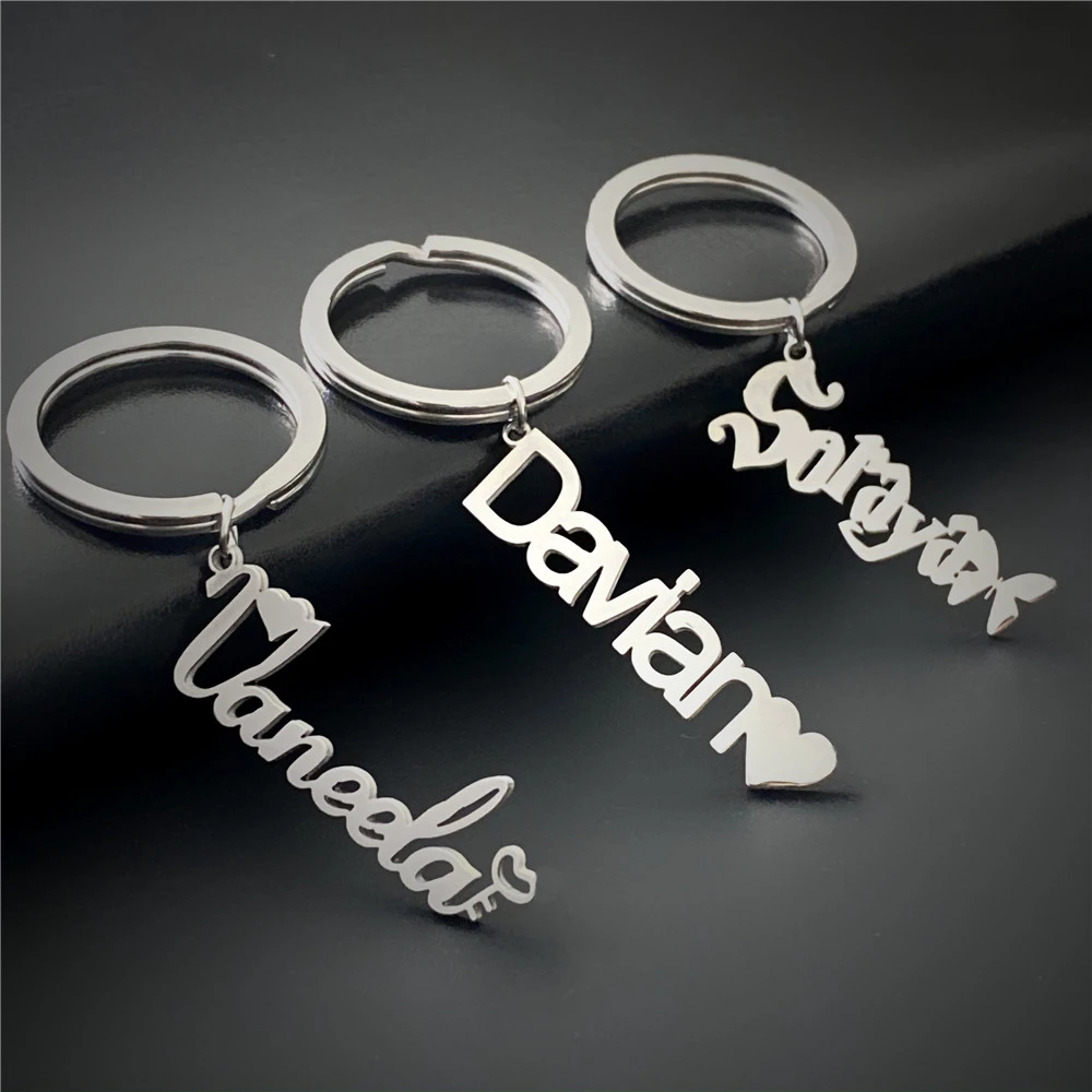 Customized Personalized Name Pendant Keychain Custom Lovers' Name Text ...