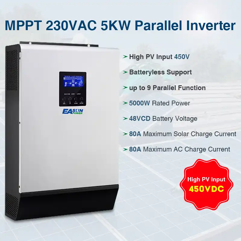 EASUN POWER 5000W Solar Inverter 5Kva 450Vdc PV 80A MPPT Parallel ...