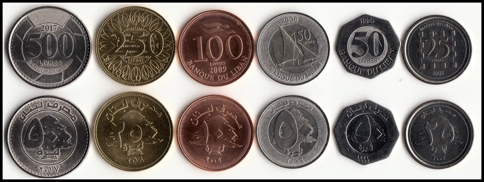 Lebanon 6 Set Coins Original Coin Collection World Asia Genuine Real ...