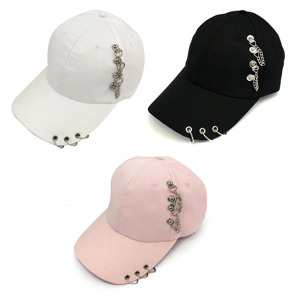 Fashion Women Chain Baseball Cap Adjustable Punk Outdoor Sports Ring ...