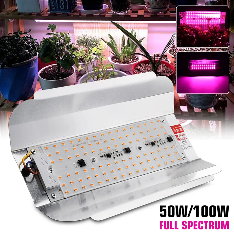 Smuxi LED Grow Light 50W 100W Full Spectrum Phyto Flood lights Iodine ...