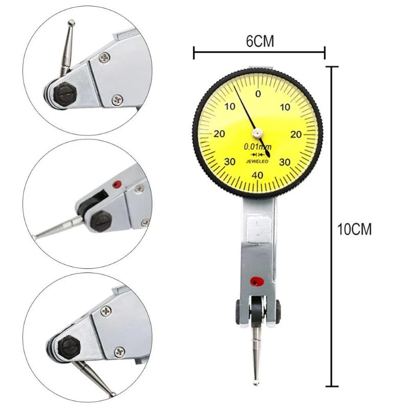 0 0.8mm Precision Dial Indicator Lever gauge 0.01mm WITH Jewel head ...