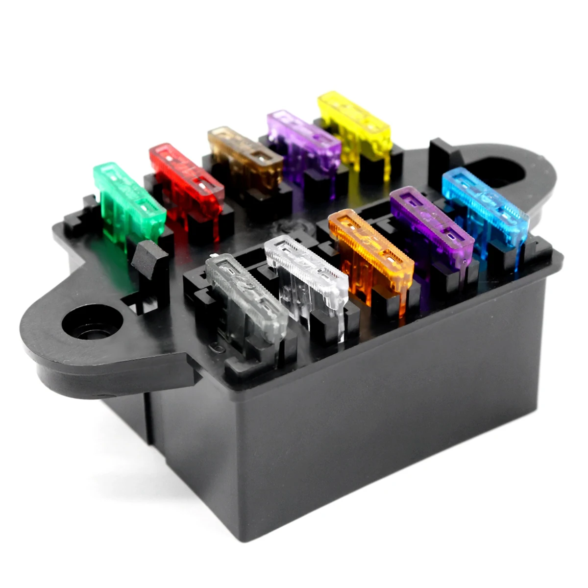 10-Way automobile fuse box assembly with upper and lower cover and ...