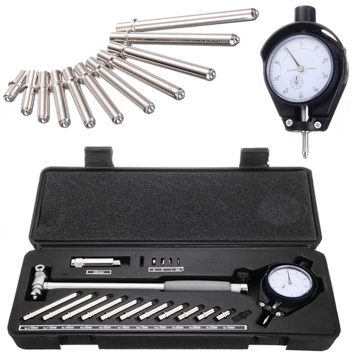 New Dial Bore Gauge 50-160mm Hole Diameter Indicator Measuring Engine ...